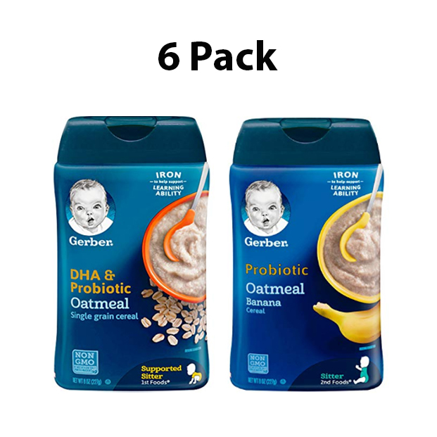 Buy (6 Pack) Gerber Probiotic Oatmeal Baby Cereal 8oz/227g (2 Flavors ...