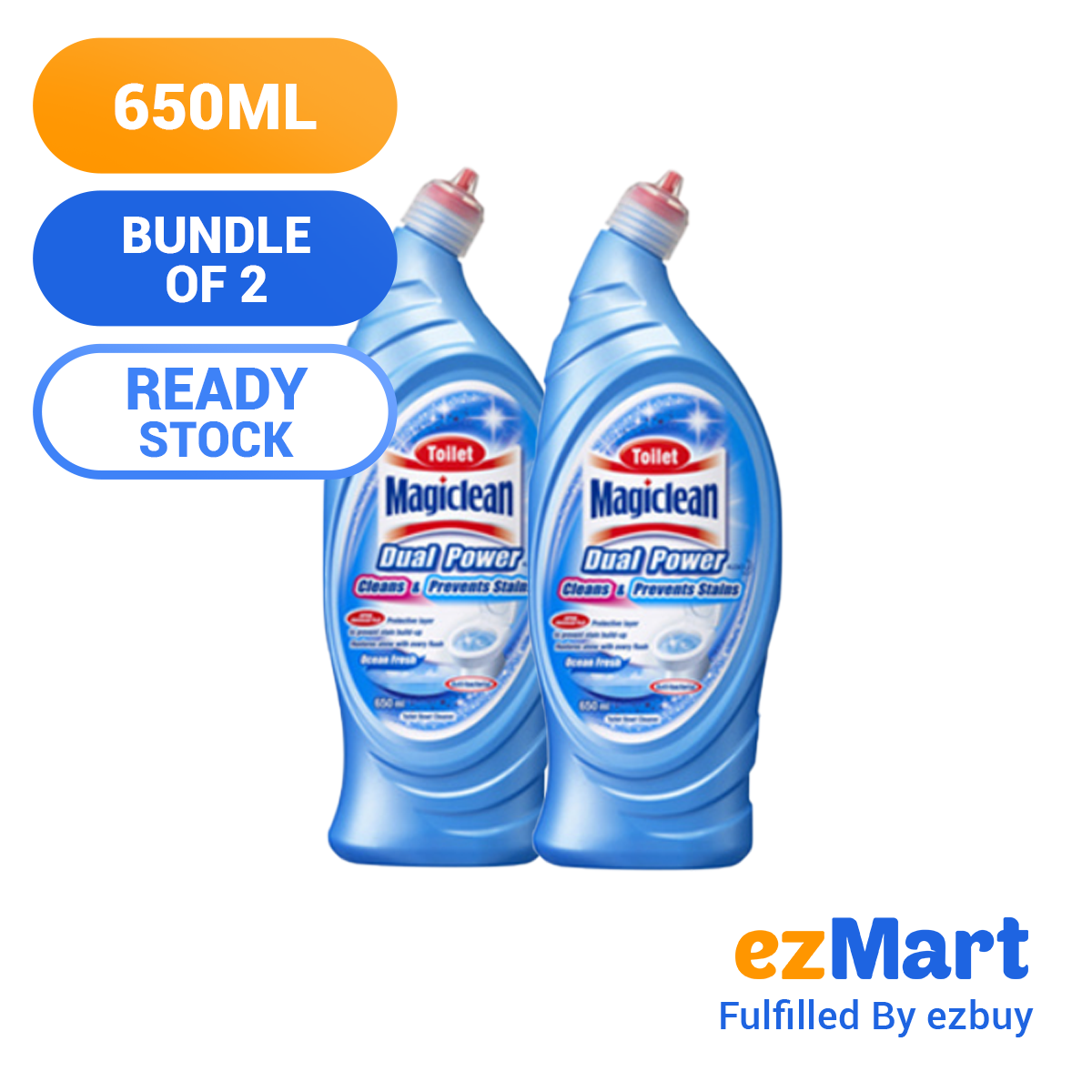 Buy (Bundle of 2) Magiclean Dual Power Toilet Cleaner 650ml - Ocean ...