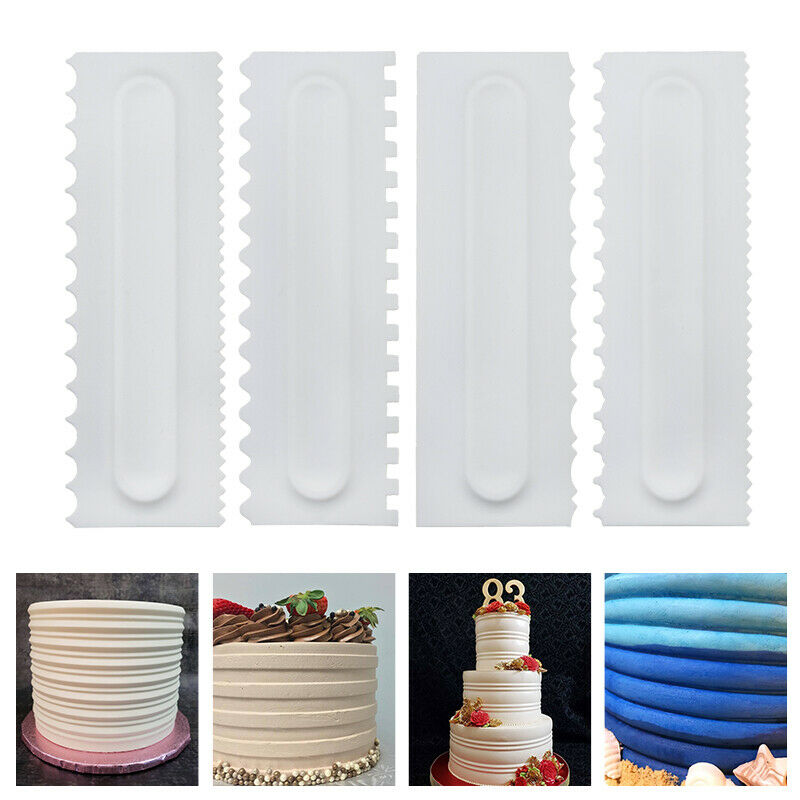 Buy 4 PCS Shapes Cake Decorating Comb Icing Smoother Cake Scraper ...