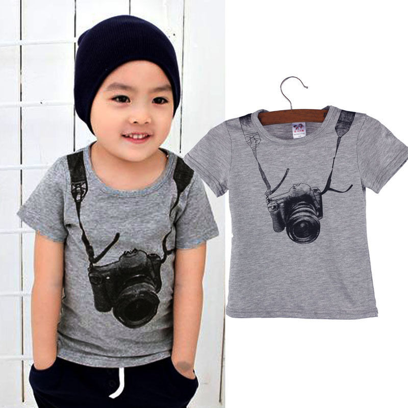 Buy Summer Children Kids Boy Printed Cotton Short Sleeve Tops O Neck T ...