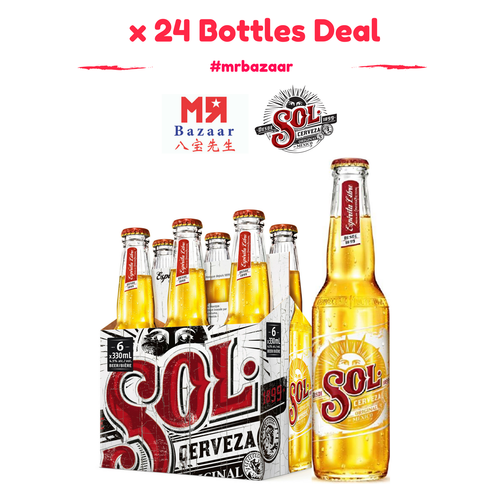Buy Sol Cerveza Lager Beer 24 Bottles x 330ml on ezbuy SG