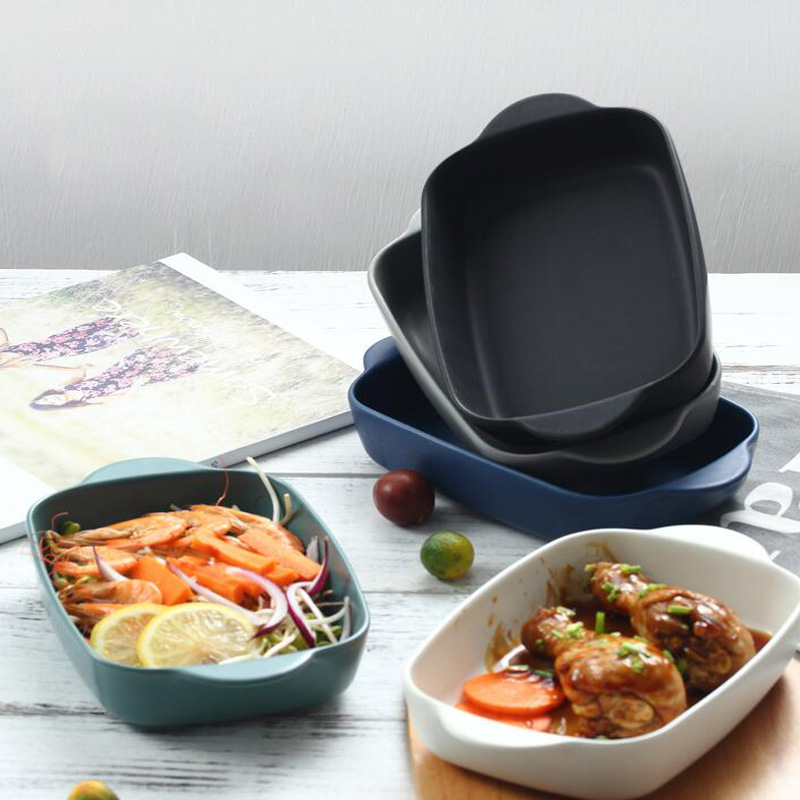 Buy New hot-selling rectangular ceramic baking plate double ears baked ...