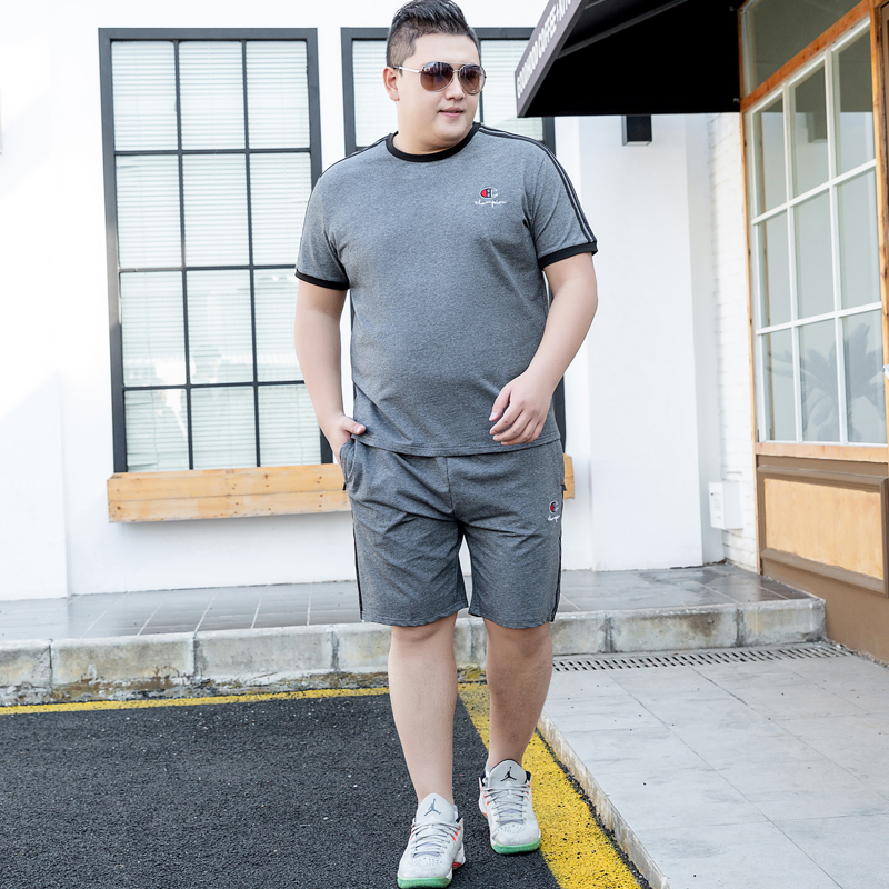 Buy Extra size men's short-sleeved suit summer fat plus fat fat fat man ...