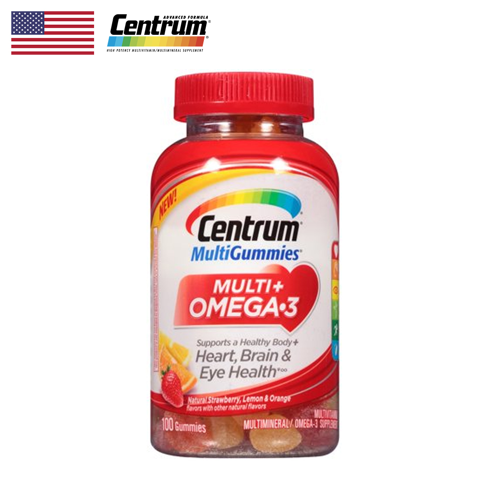 Buy Centrum Adult MultiGummies Multi + Omega-3 (100 Count, Natural ...
