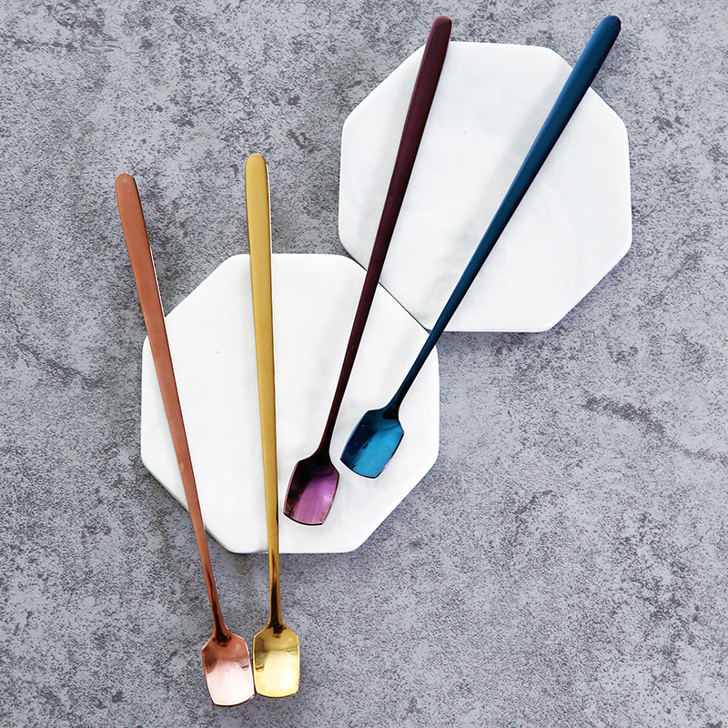 Buy Square head stainless steel long handle coffee stir spoon ...