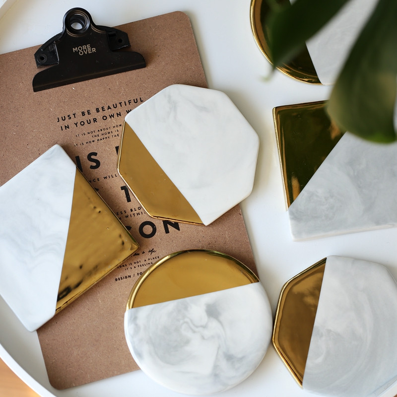 Buy INS Nordic Wind Ceramic cup mat Phnom Penh marble grain ceramic mat ...