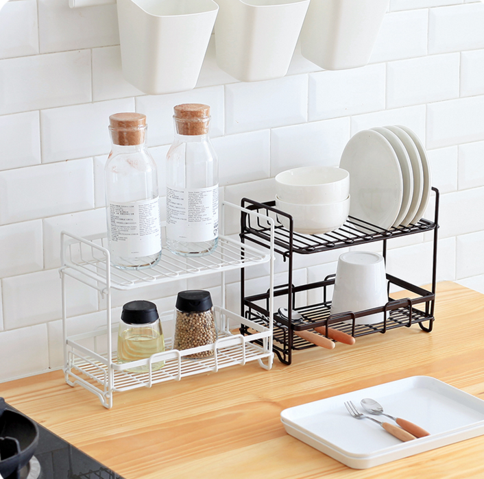 Buy Double Iron storage racks kitchen floor rack countertop Spice rack ...