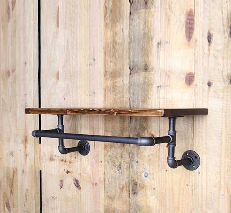 Buy American village wrought iron pipe rack wall mount storage rack ...