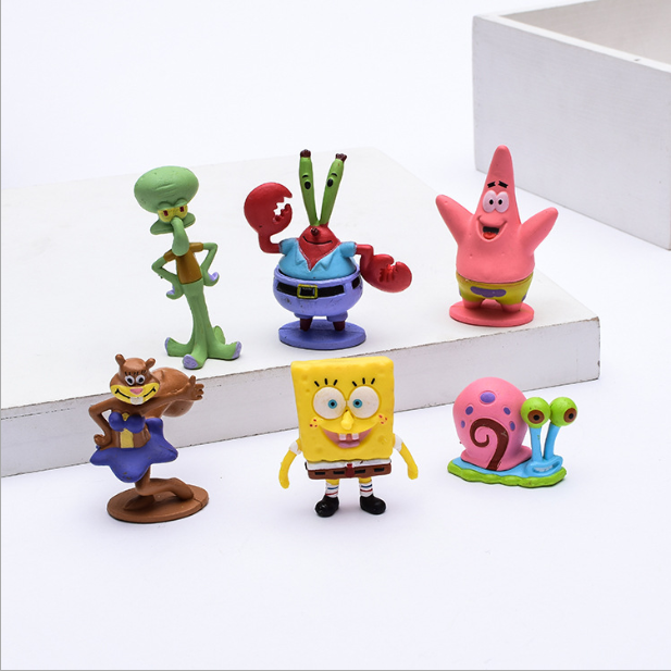 Buy KissX 6 PCs Set SpongeBob SquarePants Cartoon Model Figurine ...
