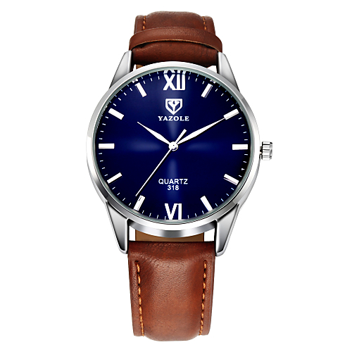 Buy YAZOLE Men's Wrist Watch Leather Black / Brown Casual Watch Analog ...