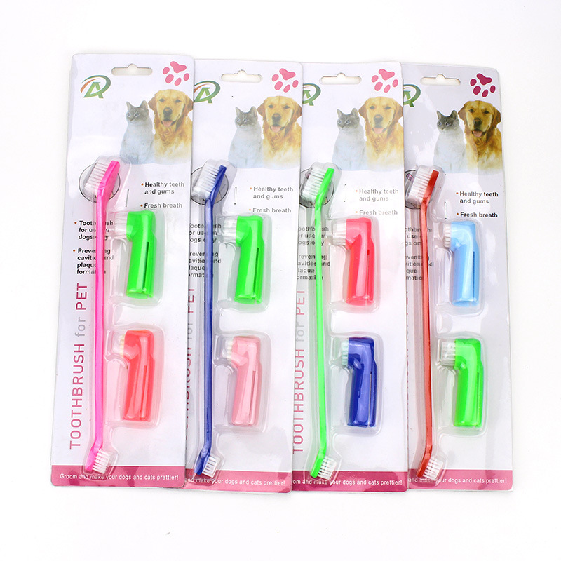 Buy Pet: Pet toothbrush three-piece set two-head pet toothbrush dog ...