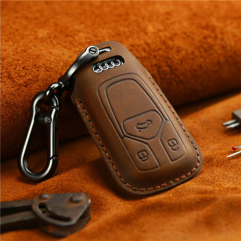 Buy Suitable for Audi car key pack A4A5A6 Leather key sleeve pure ...