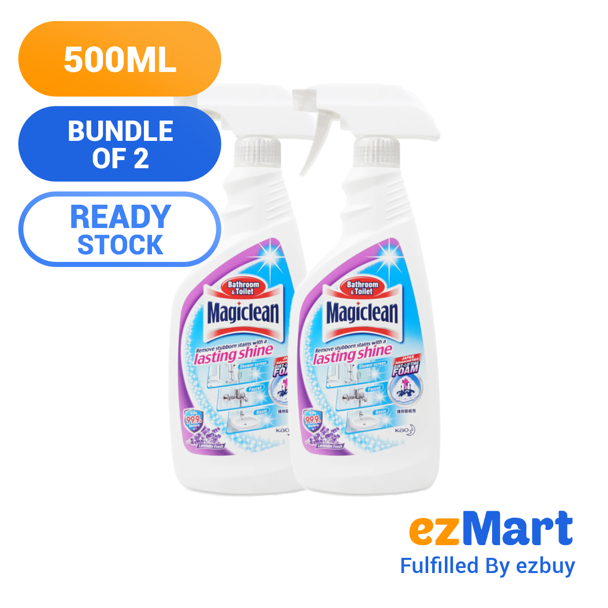Buy (Bundle of 2) Magiclean Bathroom & Toilet Cleanser Lavender Trigger 500ml on ezbuy SG