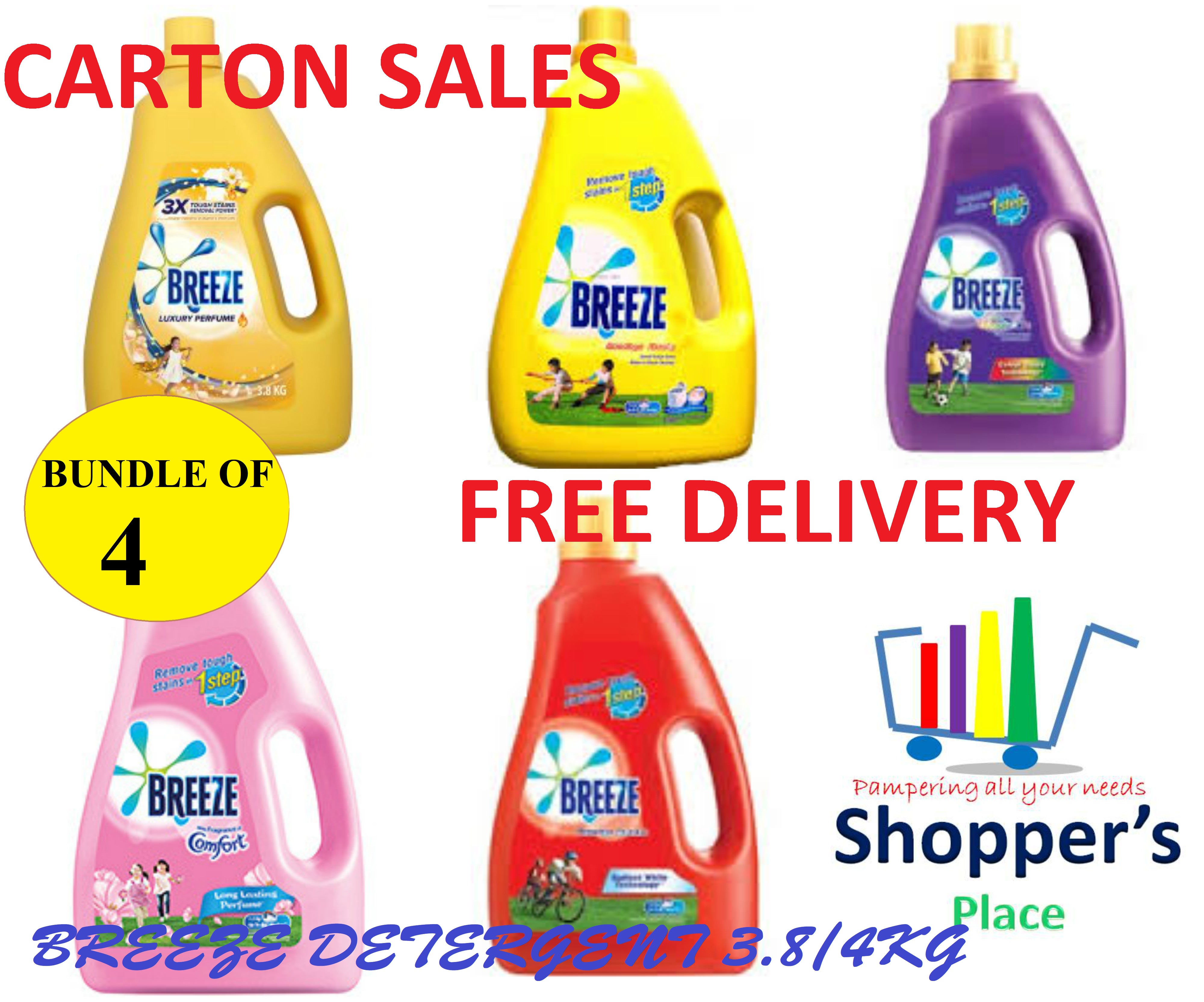 Buy 4 X Breeze Liquid Detergent 3.6kg/3.8kg (Carton Sales)-Anti Bac ...