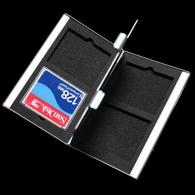 Buy Aluminum Memory Card Protecter Box Storage Case Holder 4 X CF SD ...