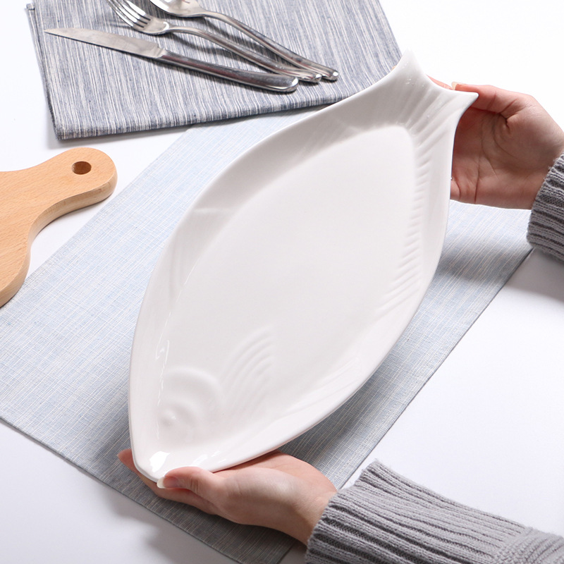 Buy White oval fish plate steamed fish plate with dish plate hotel ...