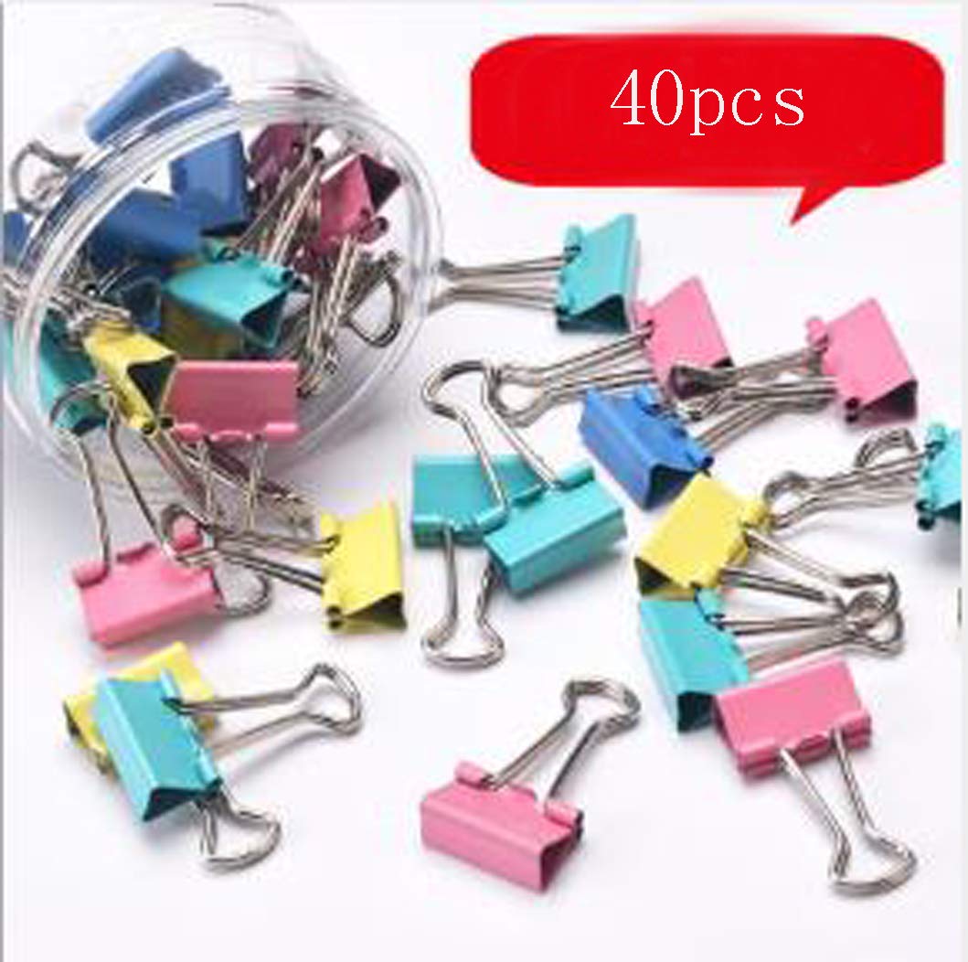 Buy 40 Pcs Colored Binder Clips Paper Clamp Metal Fold Back Clips for ...