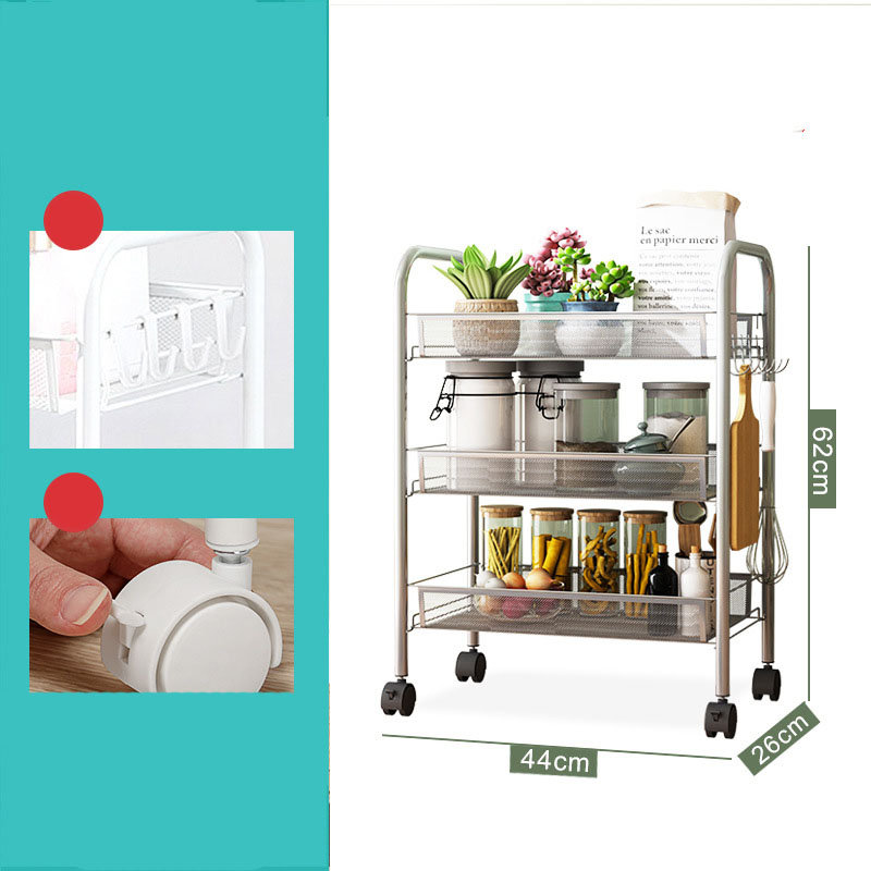 Buy Multi-Tiered Storage Rack Trolley Movable Wheels Removable Rack ...