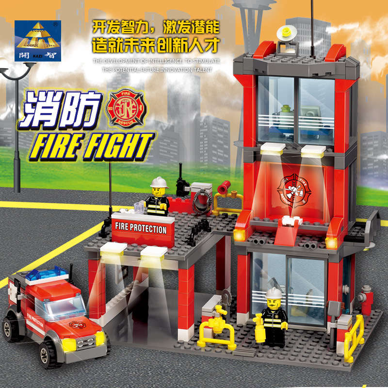 Buy DIY Fire-fighting series spell-assembled building blocks Fire ...