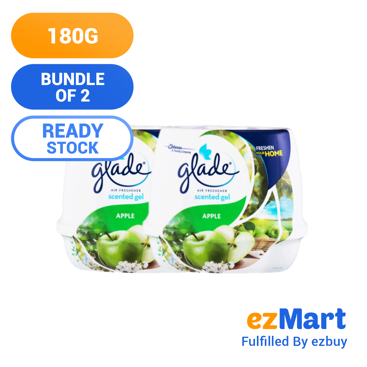 Buy [Bundle of 2] Glade Air Freshener Scented Gel 180g - Apple ...