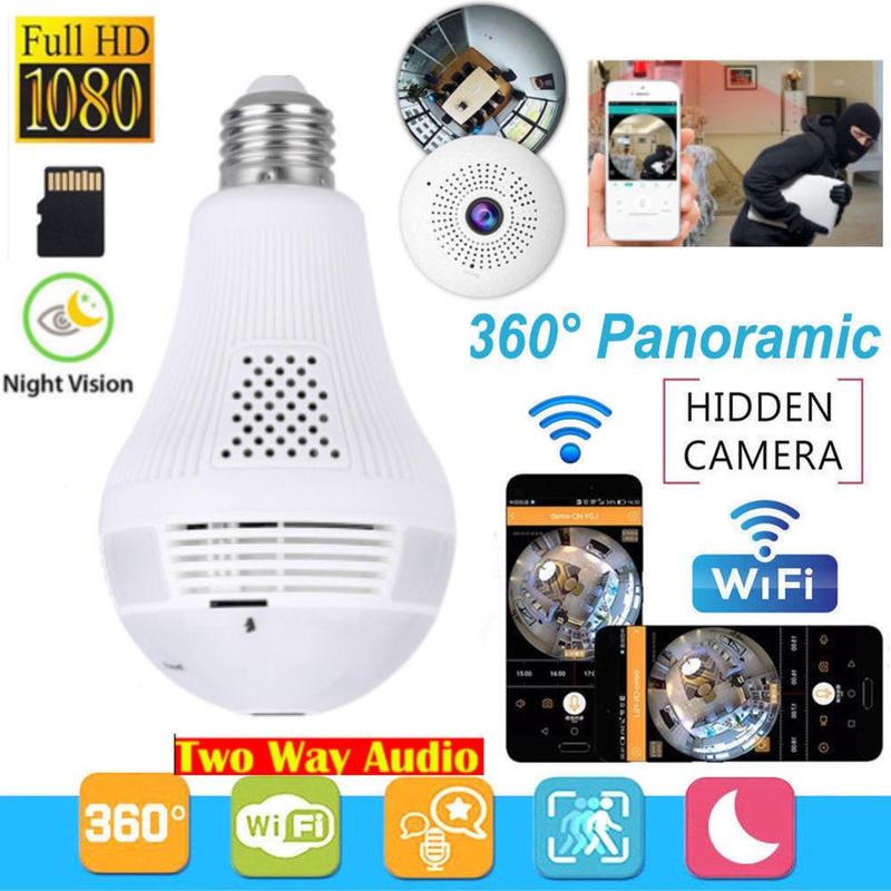 Buy 360°HD Wifi Bulb Hidden IP Camera Panoramic Home Security Cam Light ...