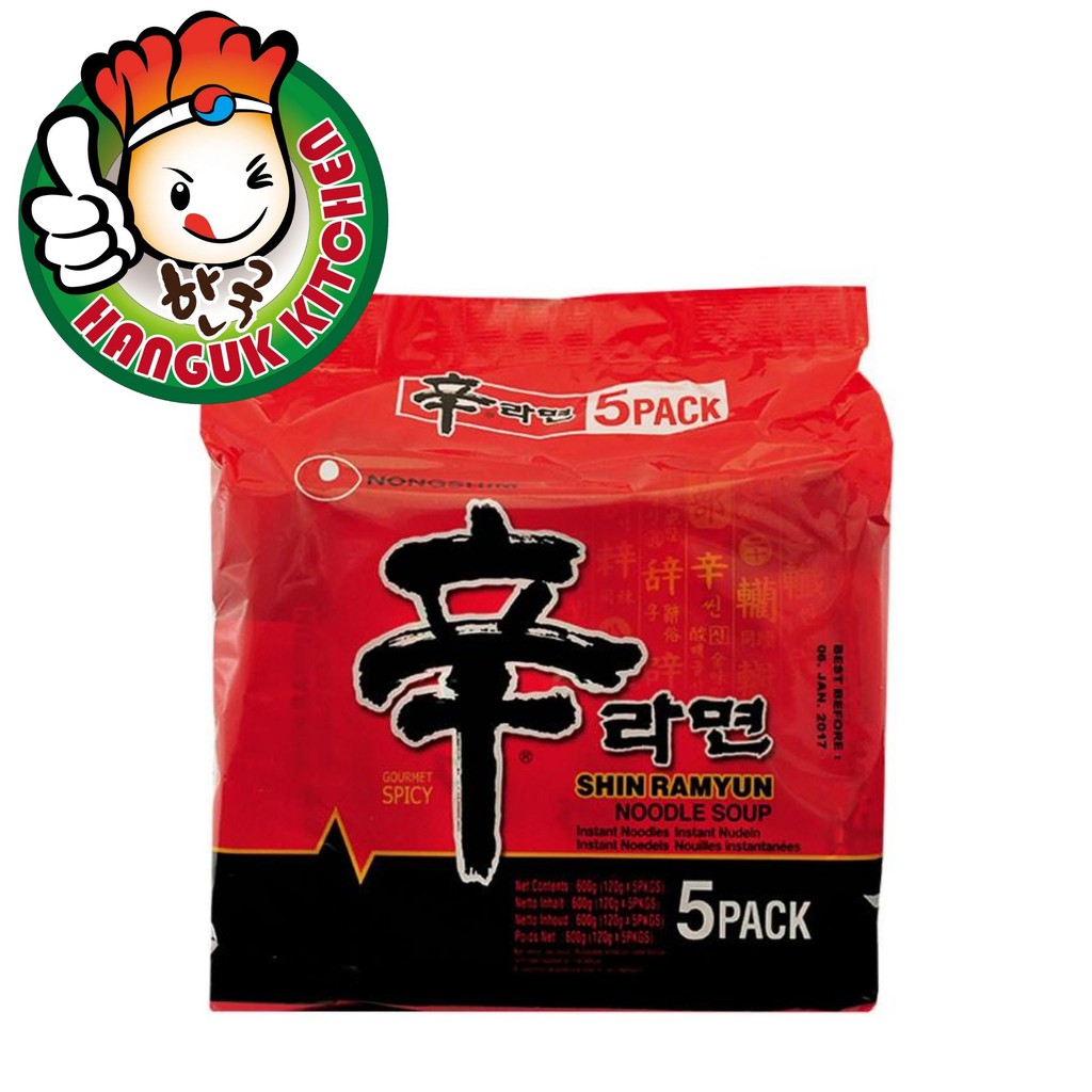 Buy Shin Ramen Noodle Pack (5 EA) 120gm Nongshim Hanguk Kitchen Korean ...