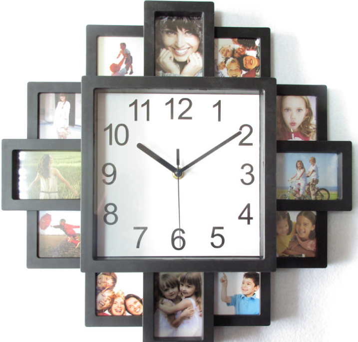 Buy 16 inch black plastic photo frame clock can put photos of the clock ...