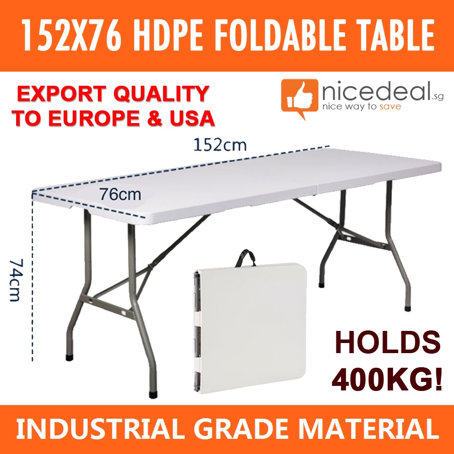 Buy [Lowest Price] New 152x76cm HDPE Folding Table / Holds 400KG ...