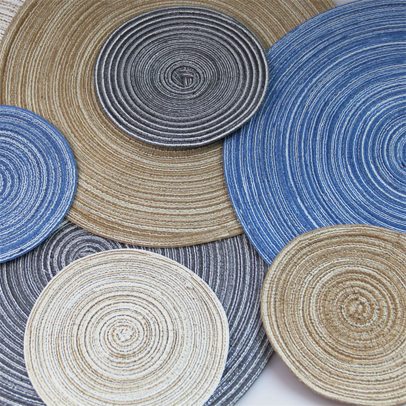 Buy 3pcs Nordic Cotton Rope Round Table mat Western mat hand-made anti ...