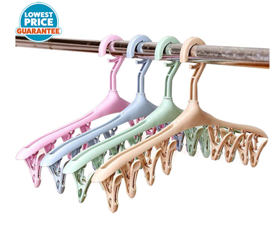 Buy 【Discount Product】4 PCS Plastic Hanger Hook 8 Clips Airer Drying ...