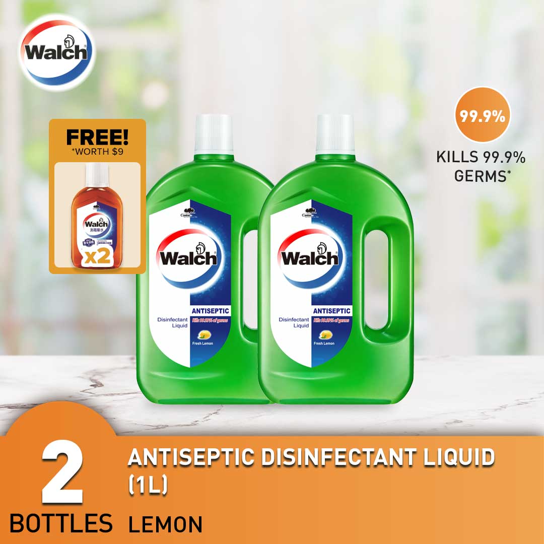 Buy Walch Antiseptic Disinfectant Liquid 1L x 2 Bottles - Lemon + FREE ...