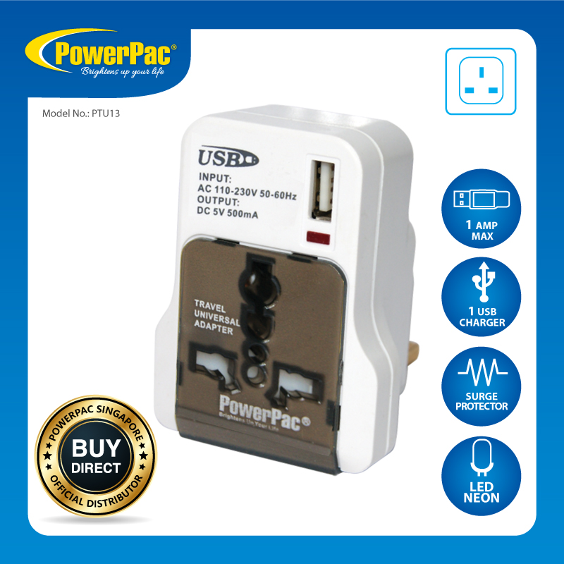 Buy PowerPac Multi Travel Adapter With USB Adapter (PTU13) on ezbuy SG