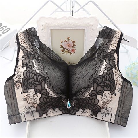 Buy No steel ring bra deep V sexy women's underwear plus size lace ...