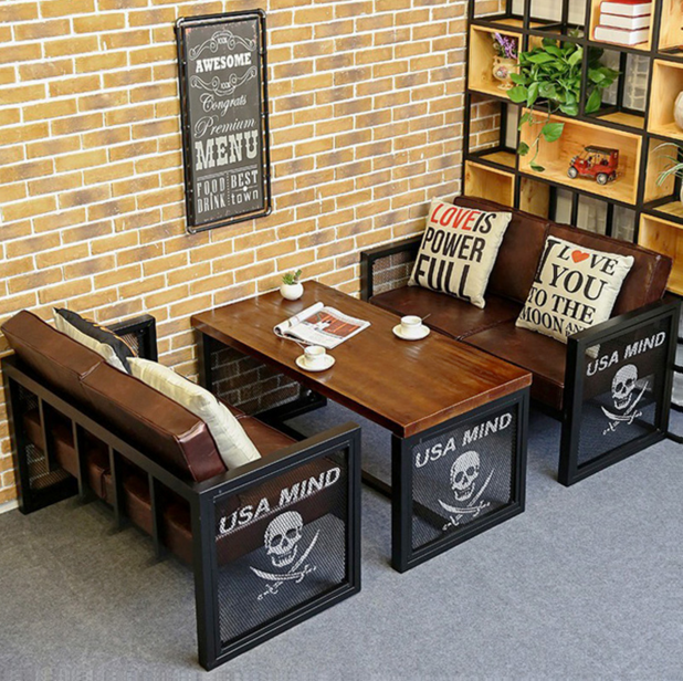 Buy American Retro Industrial wind-iron sofa Café Sofa Cafe Sofas ...
