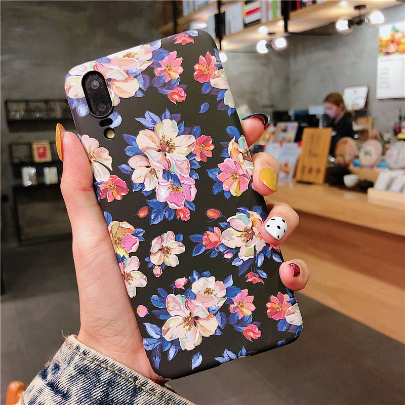 Buy Luminous embossed retro flower all-inclusive matte phone case for ...
