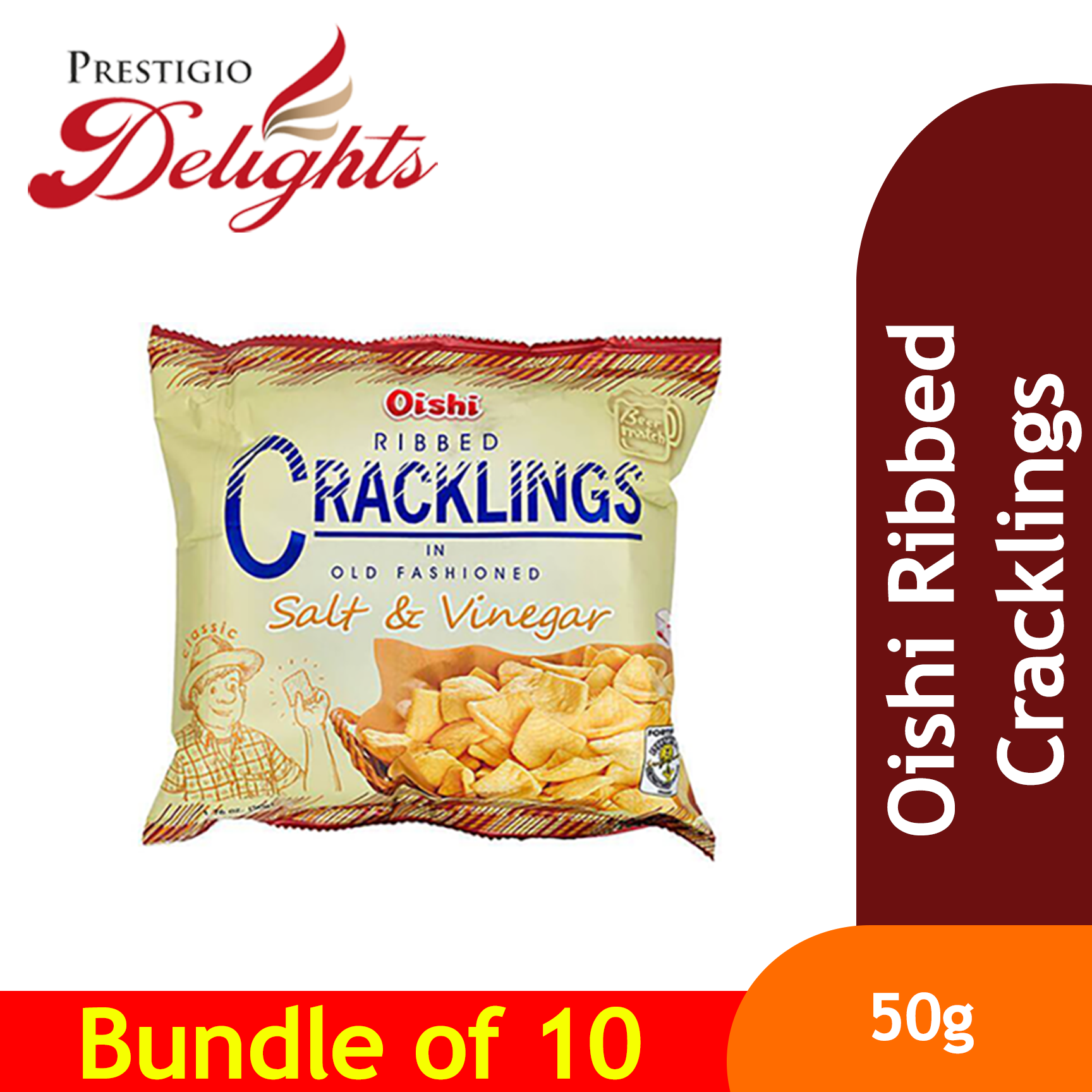 Buy Oishi Ribbed Cracklings 50g Bundle of 10 on ezbuy SG