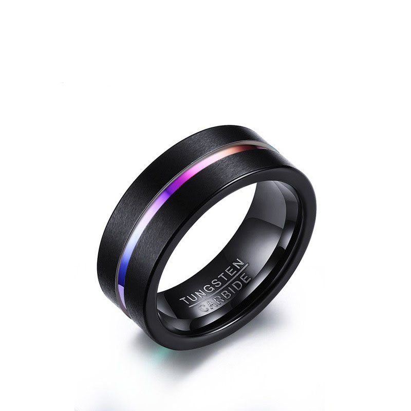 Buy Men's 8MM wide black tungsten steel ring Unisex Exquisite tungsten ...
