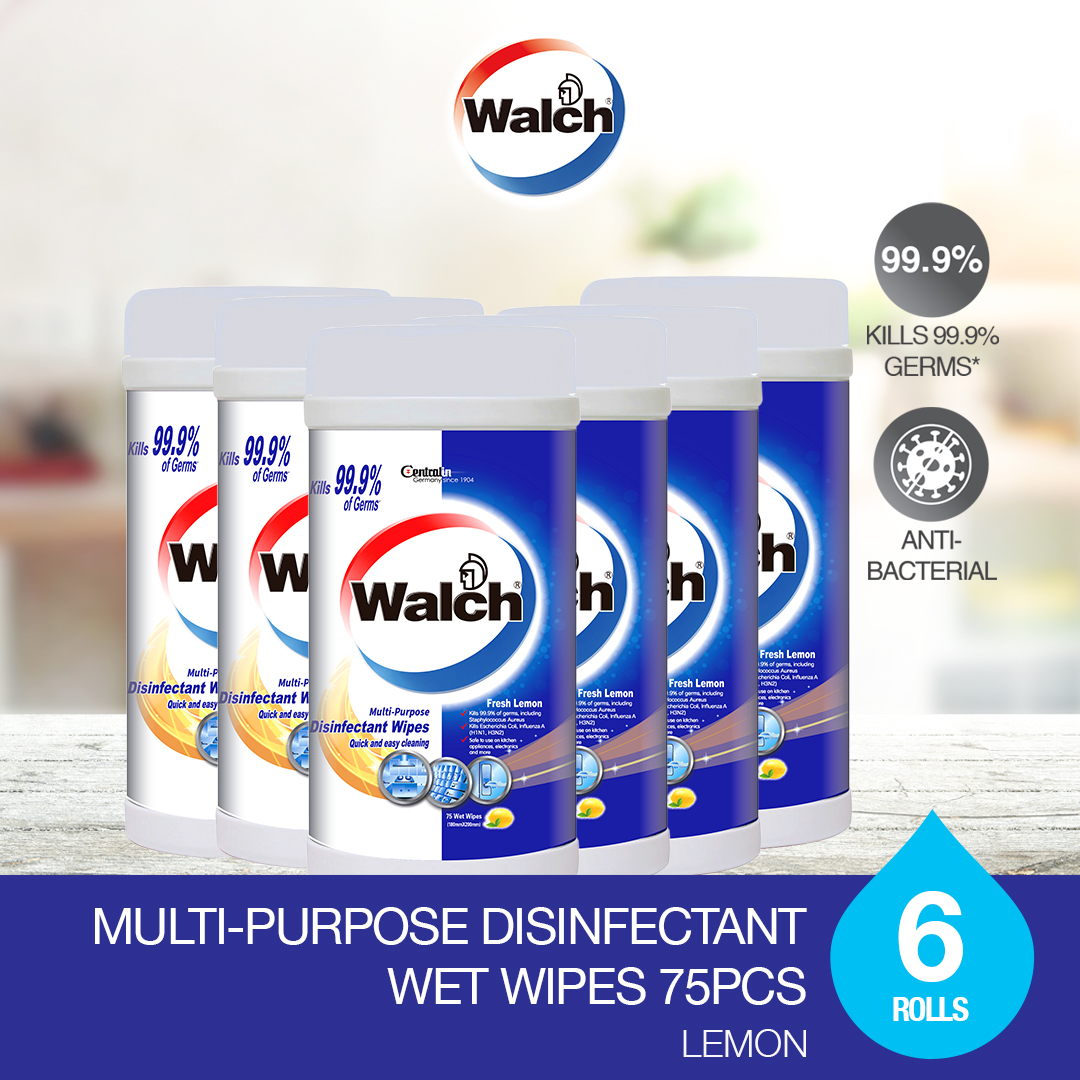 Buy Walch Multi Purpose Disinfectant Wet Wipes 75pcs x 6 Rolls | Kills ...