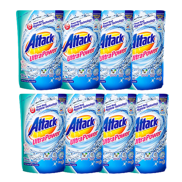 Buy [Bundle of 8] Attack Liquid Detergent Refill 1.4kg/1.6kg - Plus Color / Plus Softener ...