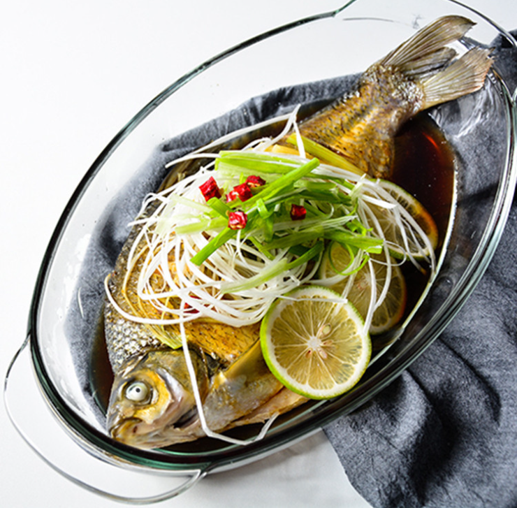 Buy Heat-resistant oval glass fish plate thickened fish plate can use ...