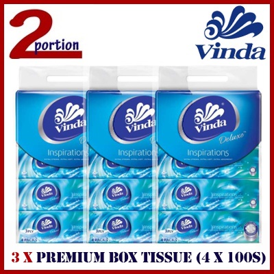 Buy [BUNDLE OF 3] Premium Vinda Deluxe Facial Tissue Box 3Ply (4x100s ...