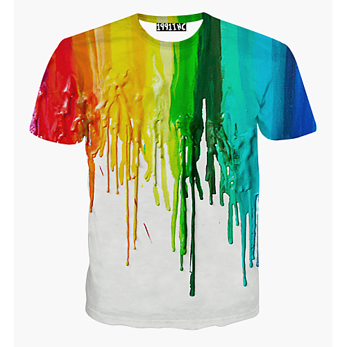 Buy Men's Sports Active Cotton T-shirt - Rainbow Print Round Neck ...