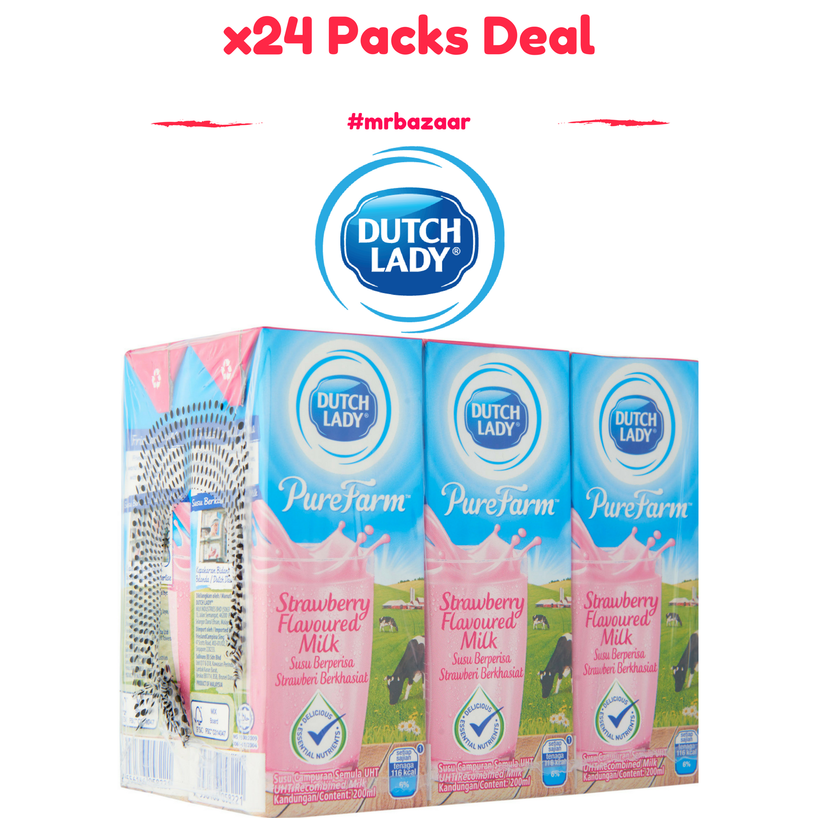 Buy Dutch Lady UHT Strawberry Milk x 24 Packs Carton Deal (200ml) on ...