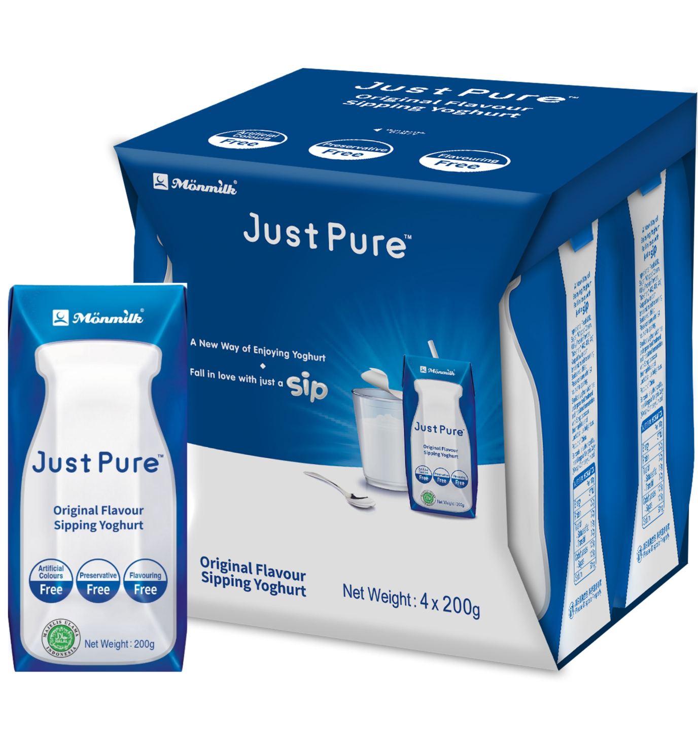 Buy Monmilk Just Pure Yoghurt 200g x 32 Bottles Pack ( Original flavour ...